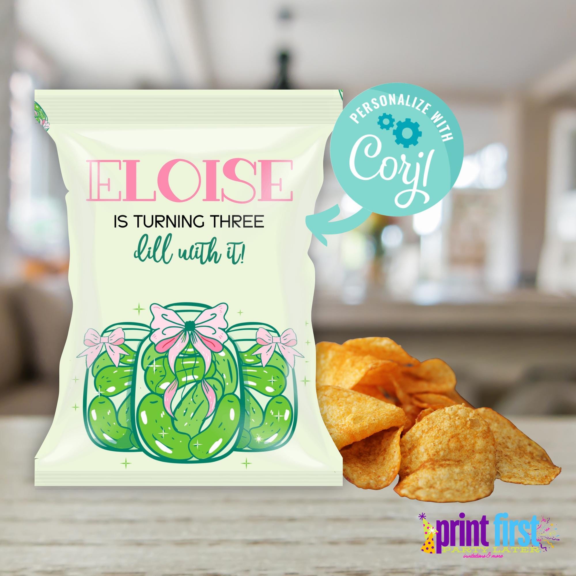 Little Pickle Party Favor Chip Bag Label | Kind of a Big Dill Party ...