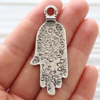 Hamsa Hand Pendant, Silver Hand, Hand of God, Hand Pendant, Hamsa Charm ...