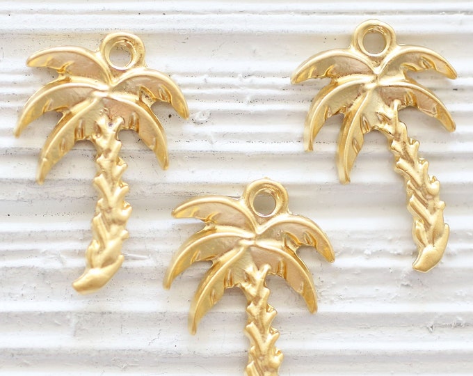2pc Palm Charms, Palm Tree Pendant Gold, Palm Tree Charm Jewelry ...