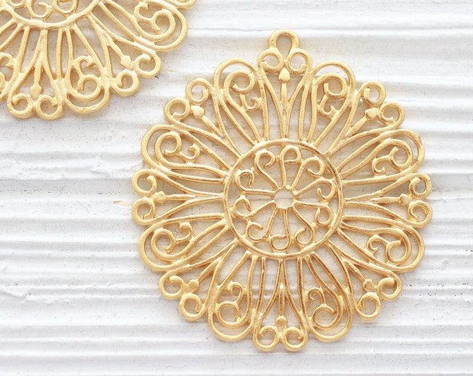 Filigree Round Centerpiece Pendant With Cut Out Details, Gold Unique ...