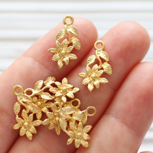 Gold Flower Charm - Etsy