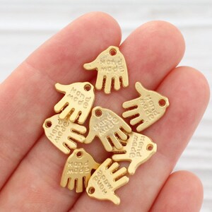 10pc Hand Made Charm, Gold Charms, Hand Made Stamp Charm, Metal Hand ...