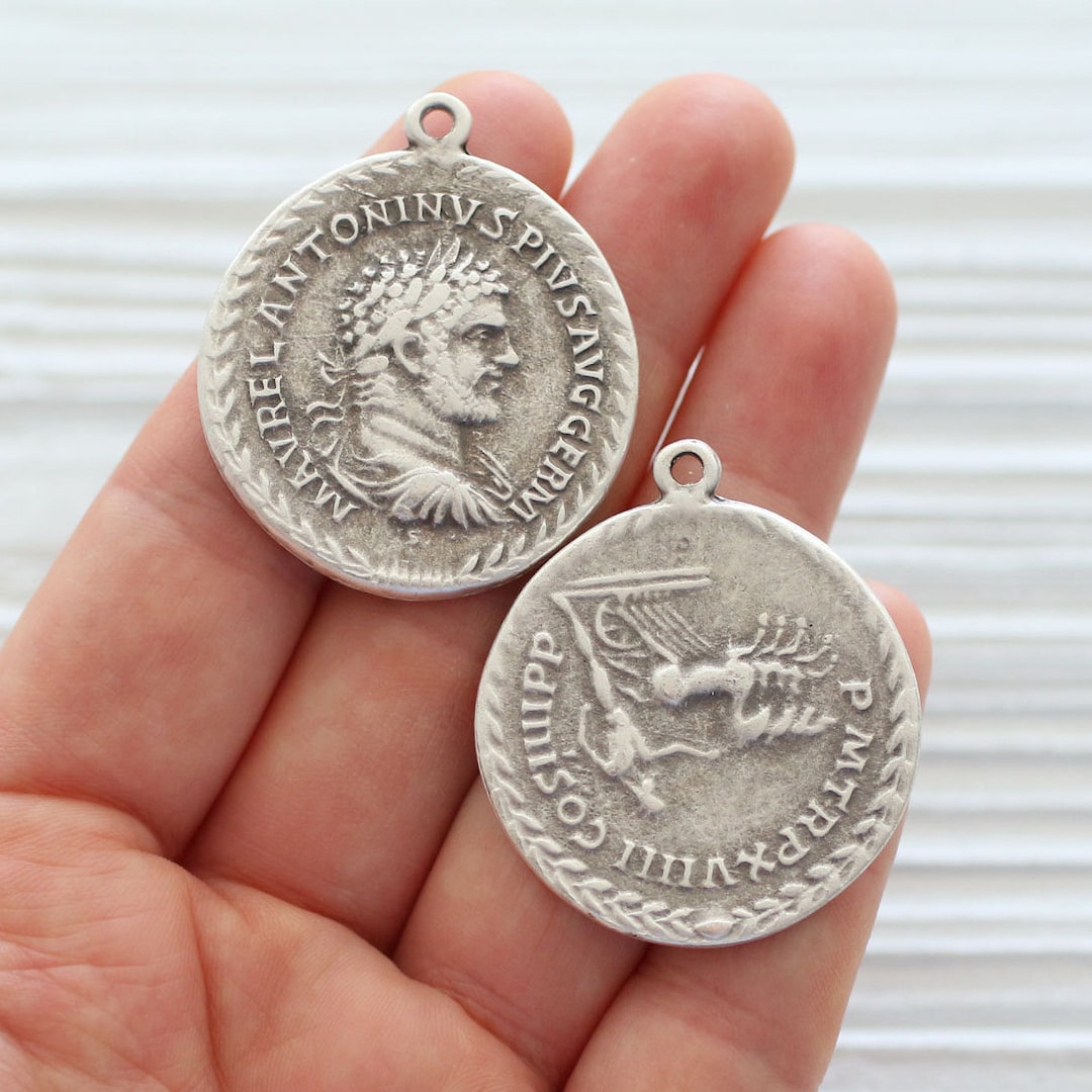 Silver Coin Pendant, Coin Jewelry Findings, Large Coin Medallion, Coin ...