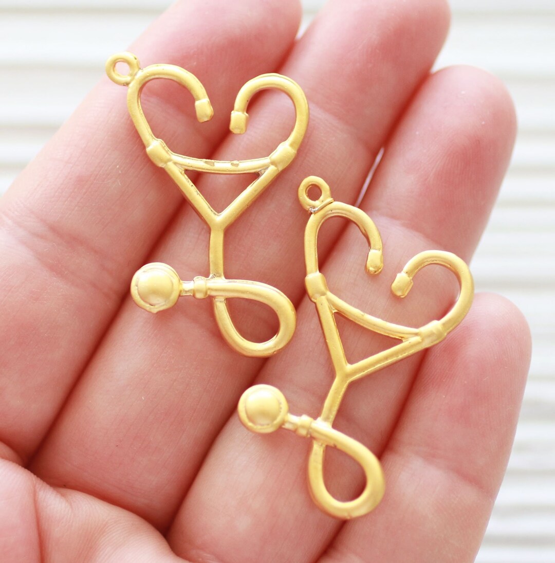 Abstract Heart Pendant, Heart Charms, Contemporary Pendant Gold ...