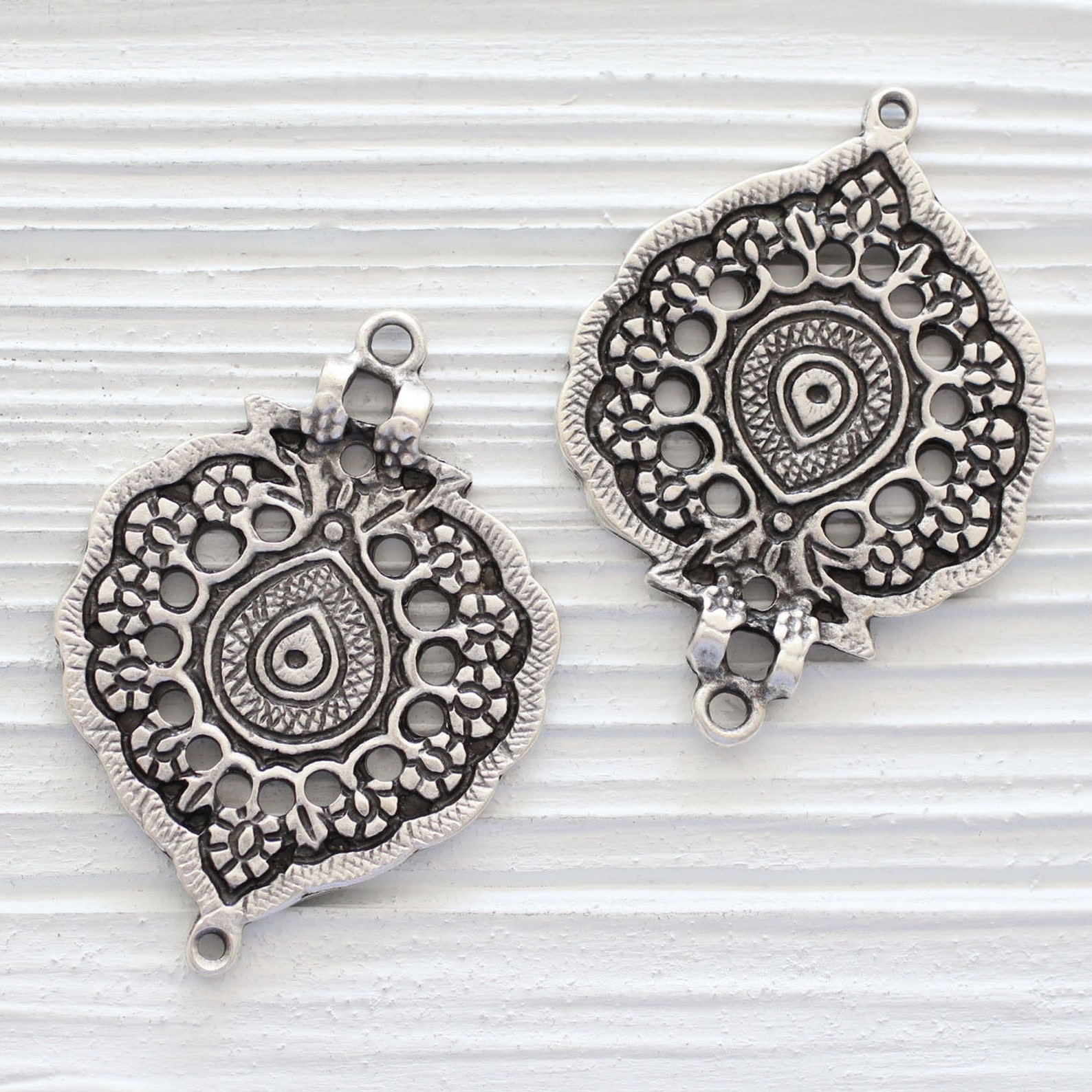 Silver Pendant Connector Large Rustic Connector Silver - Etsy