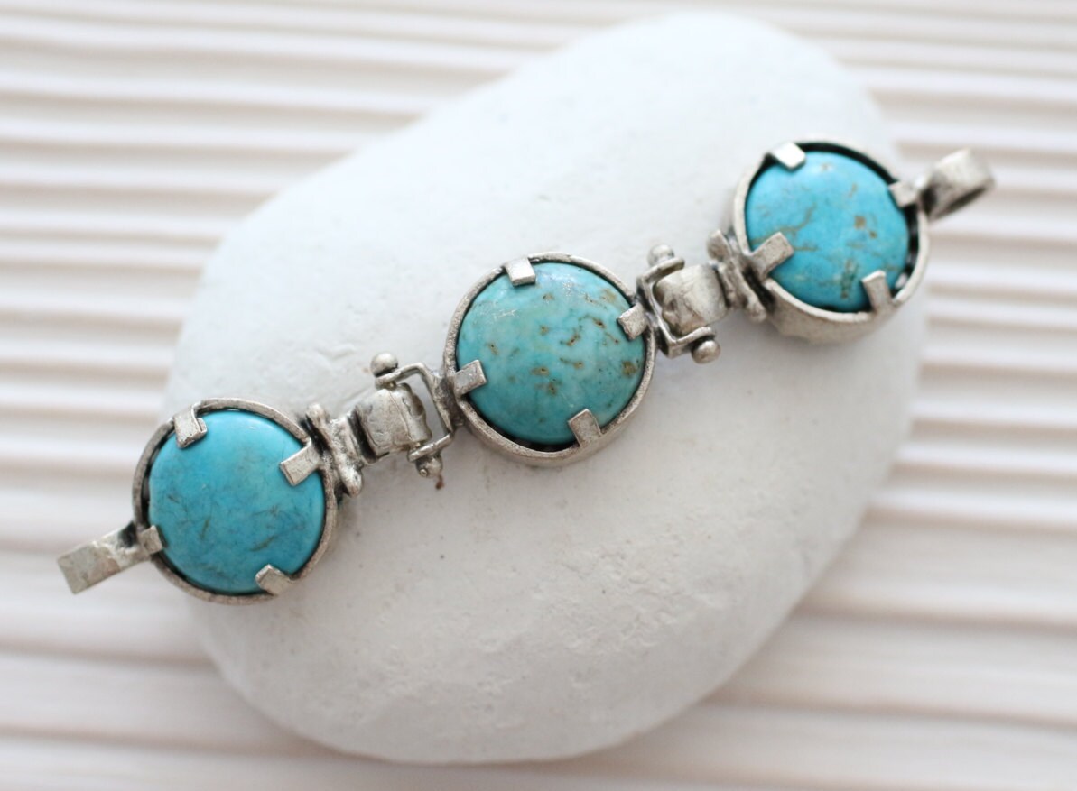 Turquoise pendant connector, gemstone connector, bracelet connector ...