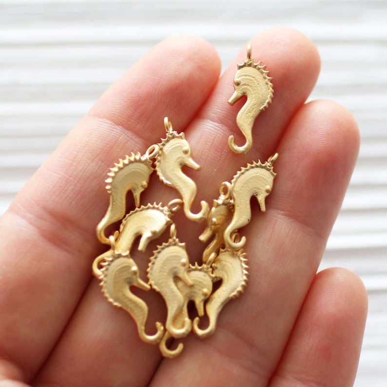 10pc Gold Seahorse Charm Sea Charms Gold Charms Bracelet - Etsy