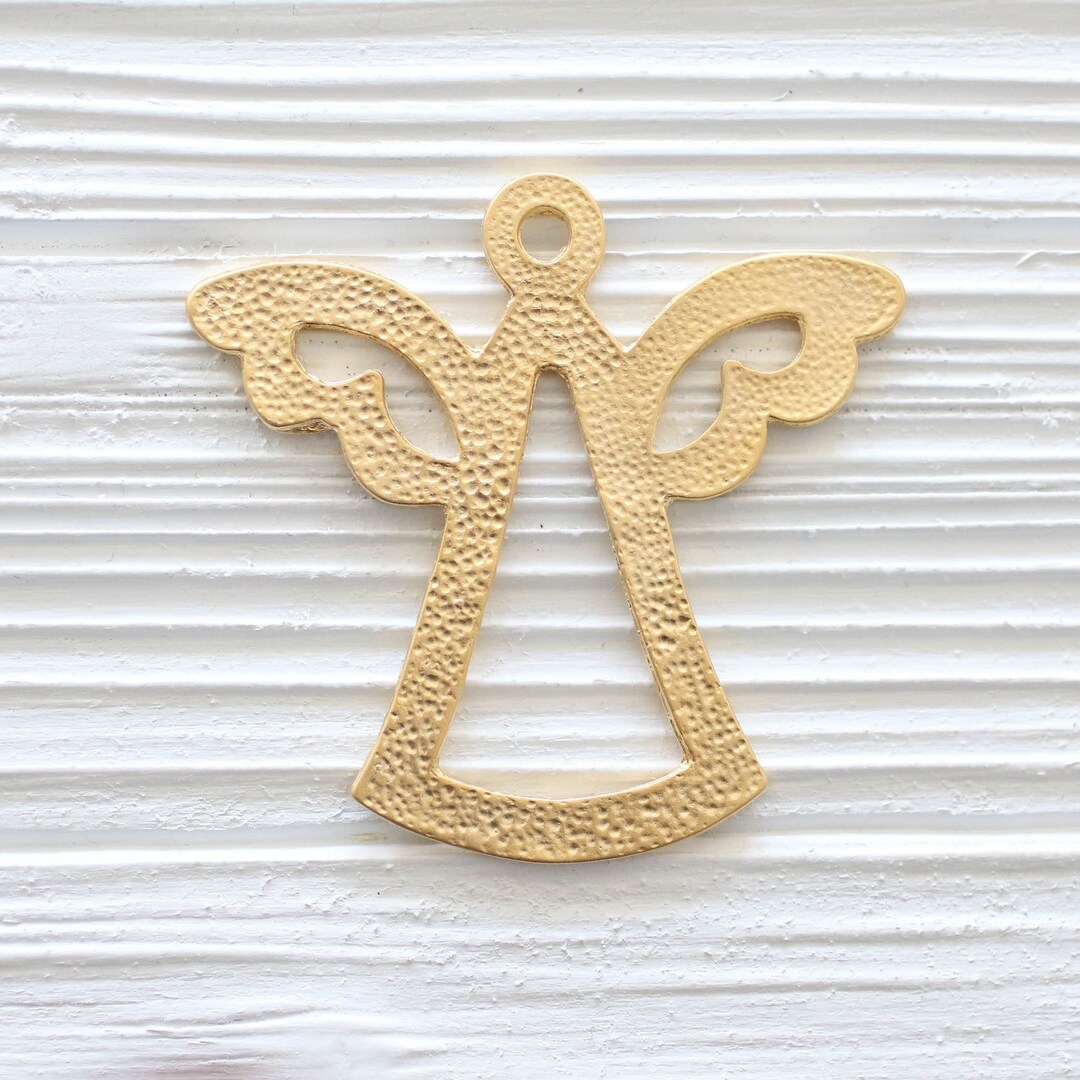 Angel Pendant Gold, Angel, Large Gold Angel Medallion, Gold Pendant ...