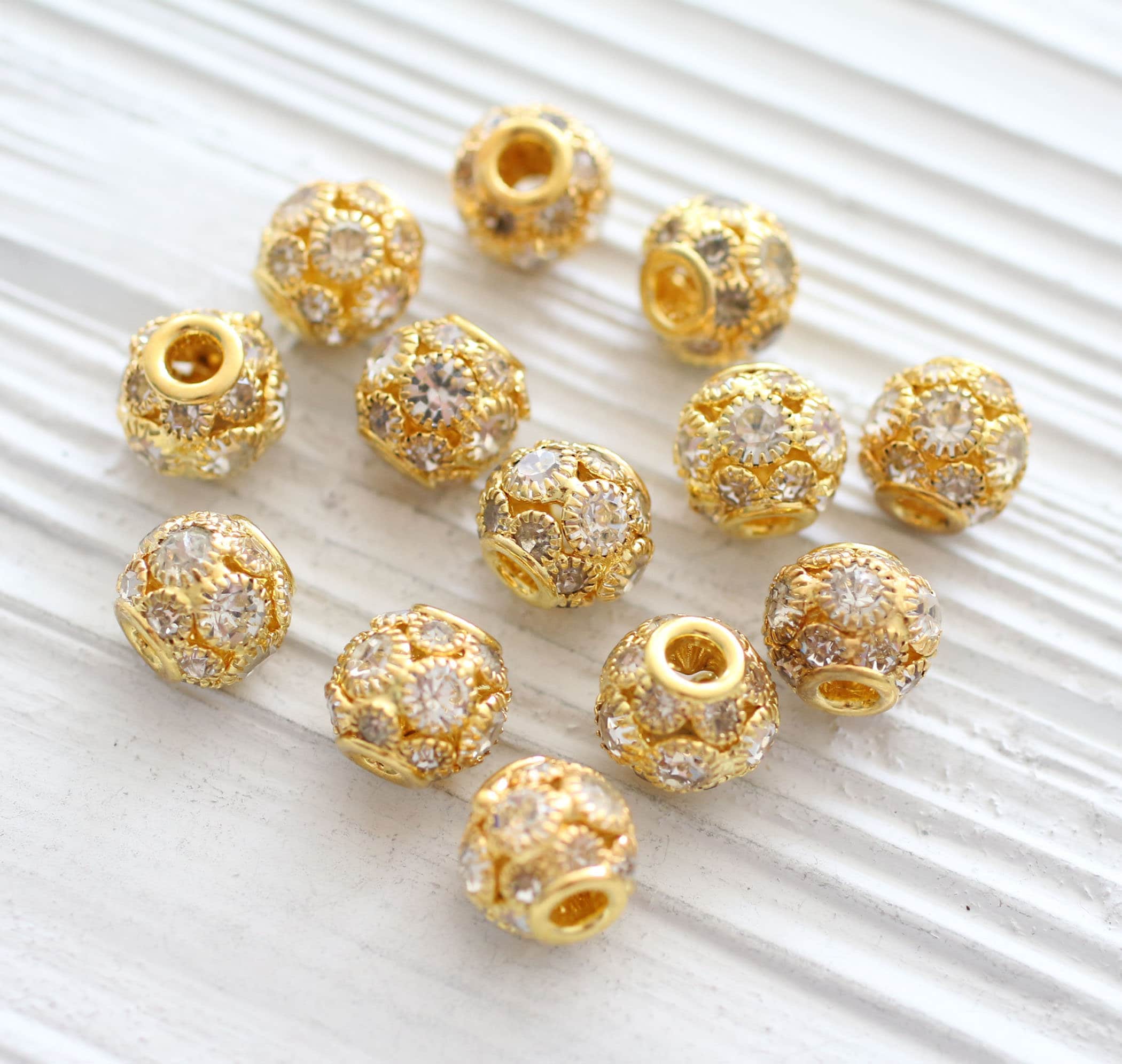 14mm pave bead, rhinestone ball bead, rhinestone rondelle, rhinestone ...