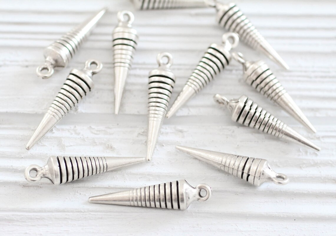 5pc Silver Spike Charms Silver Spike Metal Spike Beads - Etsy