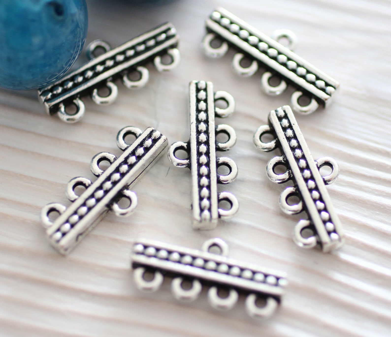 4pc Silver Connector, Multi Strand Connector, Silver End Bars, Necklace ...