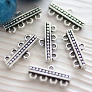 4pc Silver Connector, Multi Strand Connector, Silver End Bars, Necklace ...