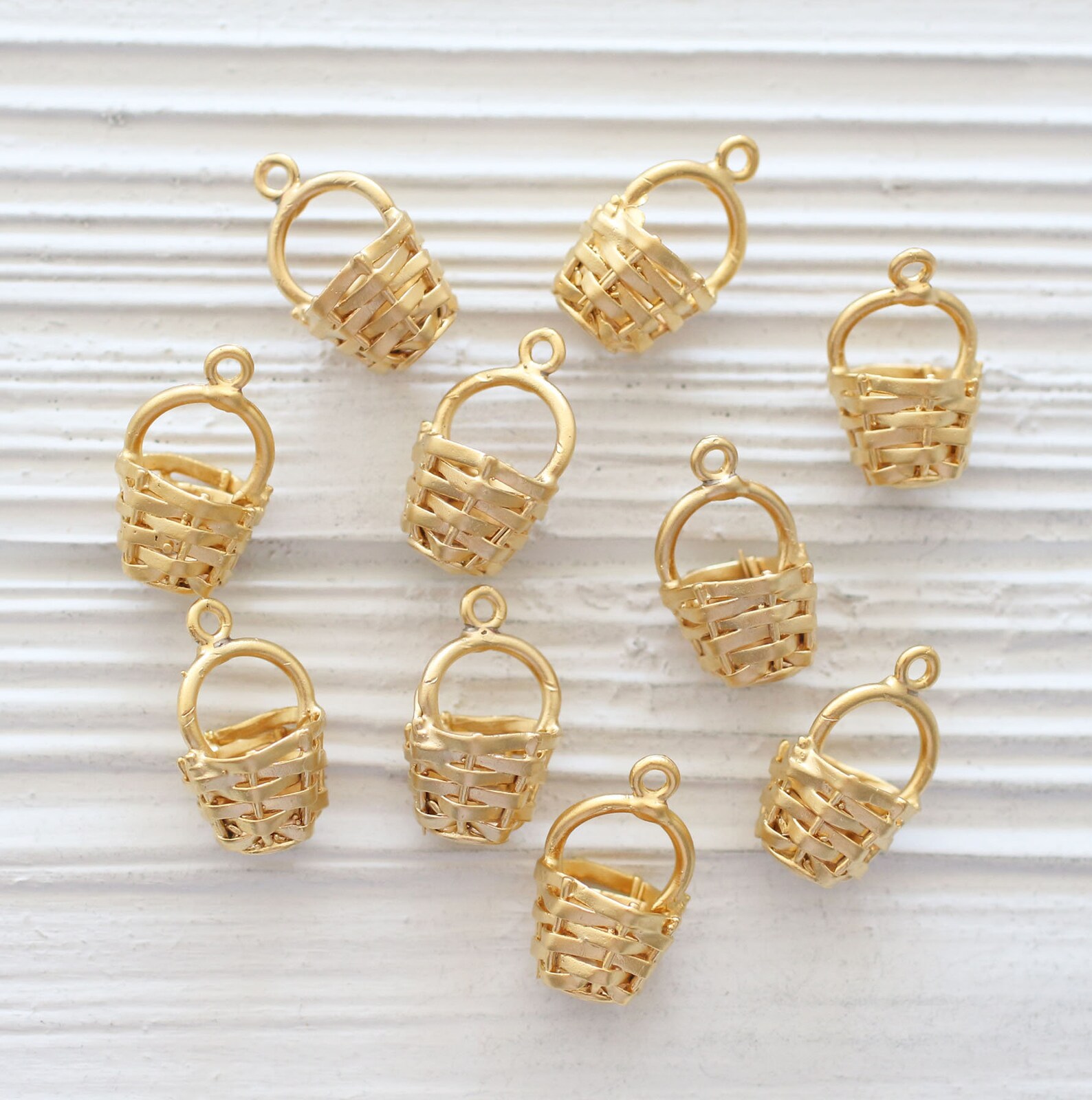 4pc Large Basket Charms Gold Craft Charms Necklace Charm | Etsy