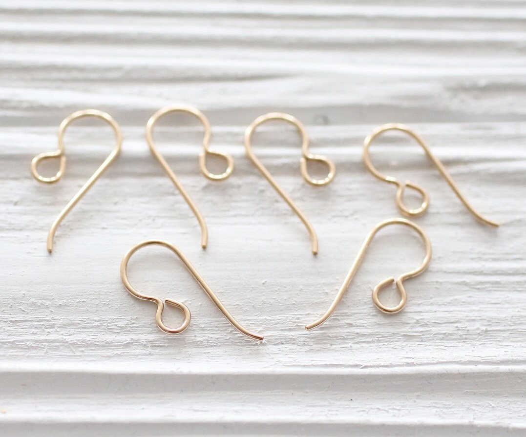 2pc 14k gold filled earring wires, large loop ear wires, 1 pair, gold ...