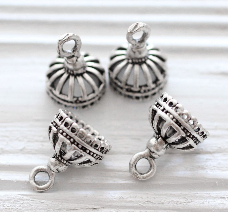 2pc Silver Crown Bead Cap Metal Bead Caps Silver Bead Cones - Etsy