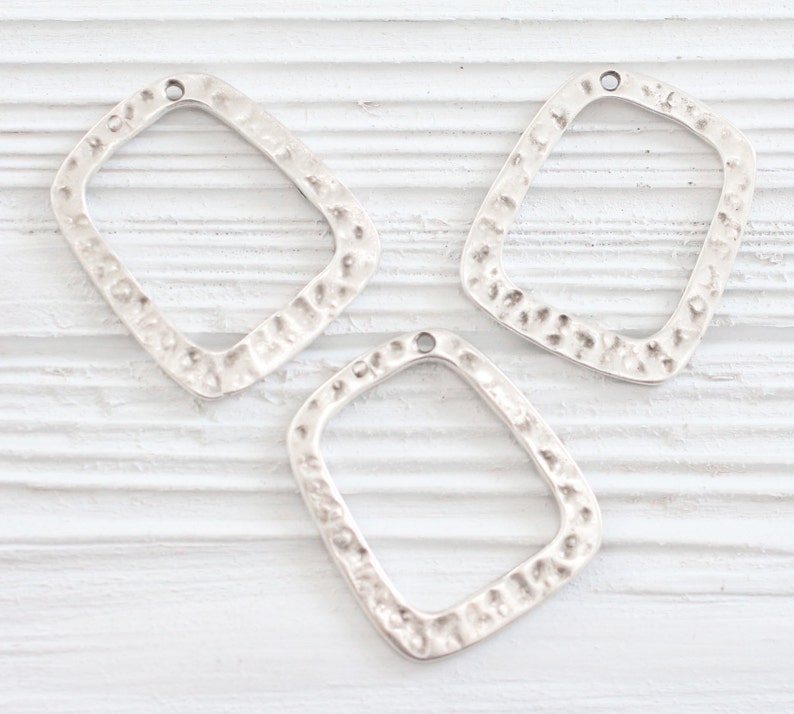 Silver Rectangle Pendant, Hammered Metal Pendant, Large Silver Pendants ...