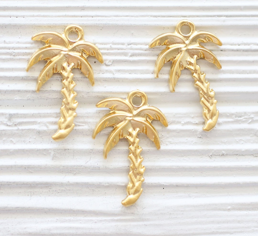 2pc Palm Charms, Palm Tree Pendant Gold, Palm Tree Charm Jewelry ...