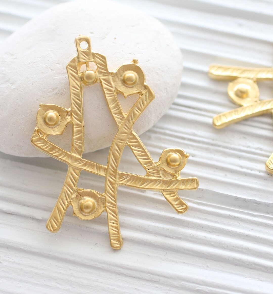 Abstract Pendant Gold, Hammered Pendant, Matte Gold, Focal Pendant ...