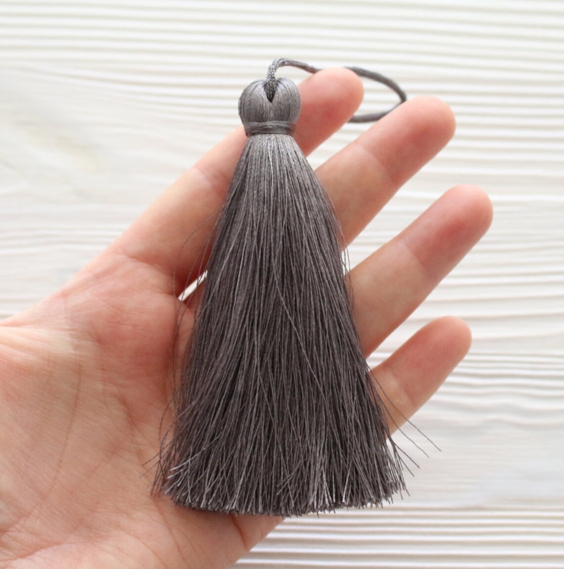 Gray Silk Tassel, Thick Silk Tassel, Extra Large Silk Tassel, Jewelry ...