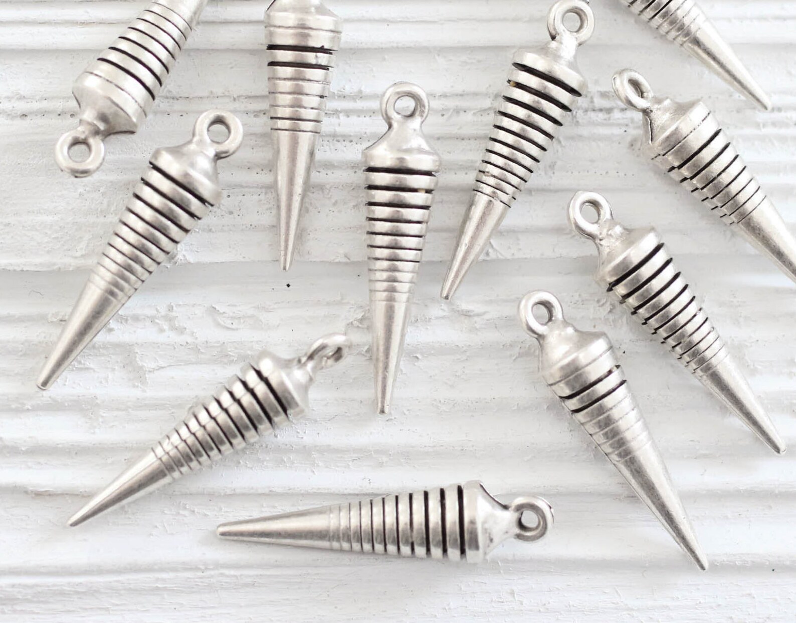 5pc Silver Spike Charms Silver Spike Metal Spike Beads - Etsy