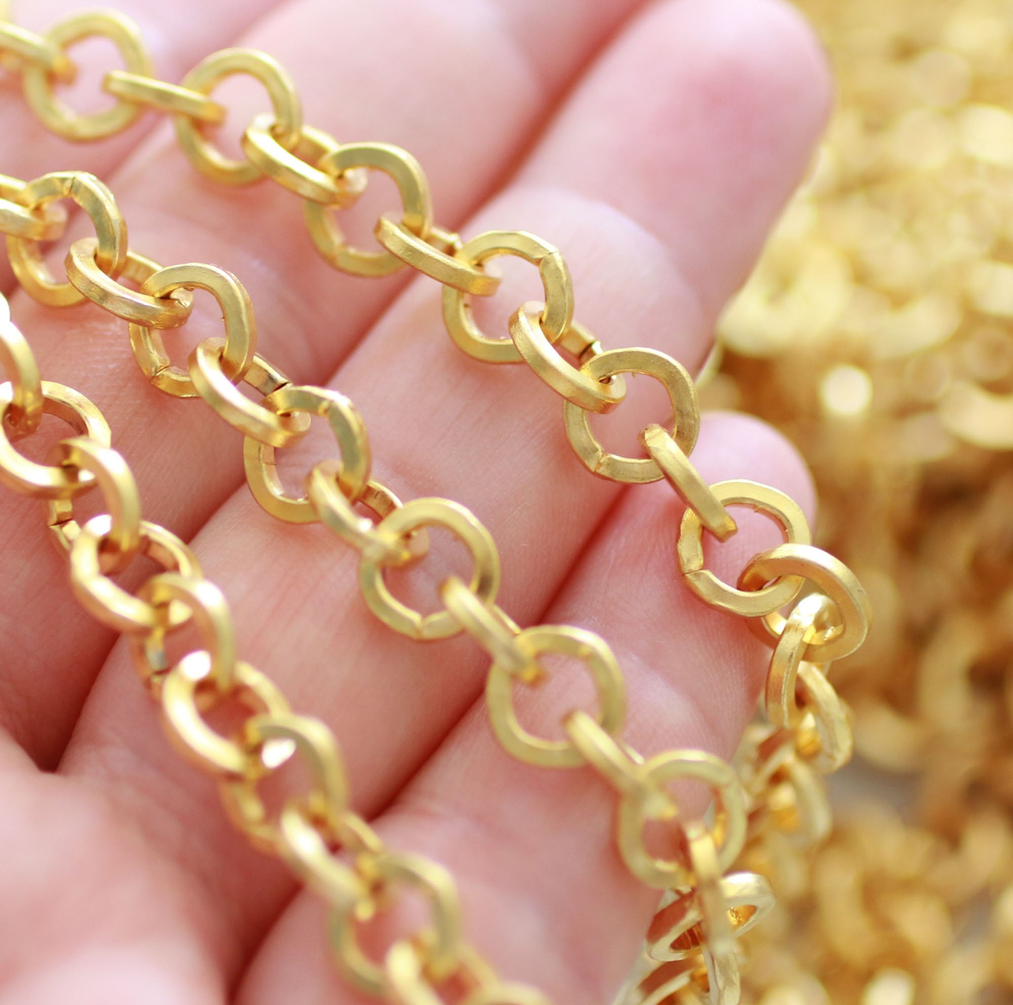 3.3 Feet 8mm Round Link Chain 24K Gold Plated Large Link - Etsy