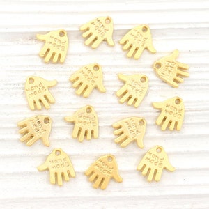 10pc Hand Made Charm, Gold Charms, Hand Made Stamp Charm, Metal Hand ...