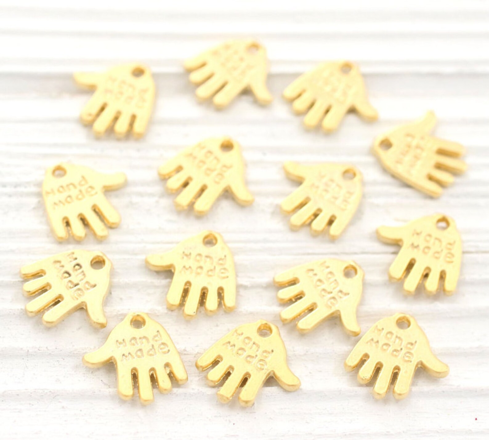10pc Hand Made Charm Gold Charms Hand Made Stamp Charm - Etsy