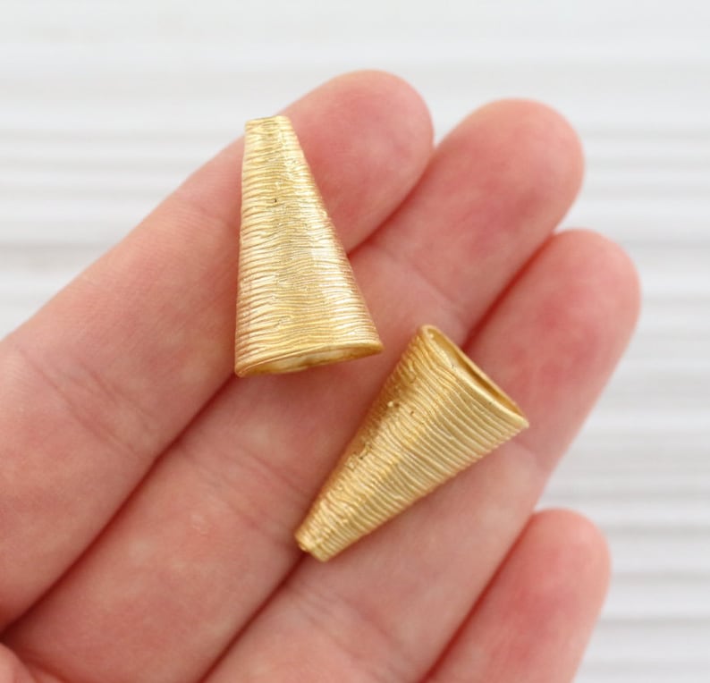 2pc Gold Tassel Caps Bead Cones Large Bead Caps Large End - Etsy
