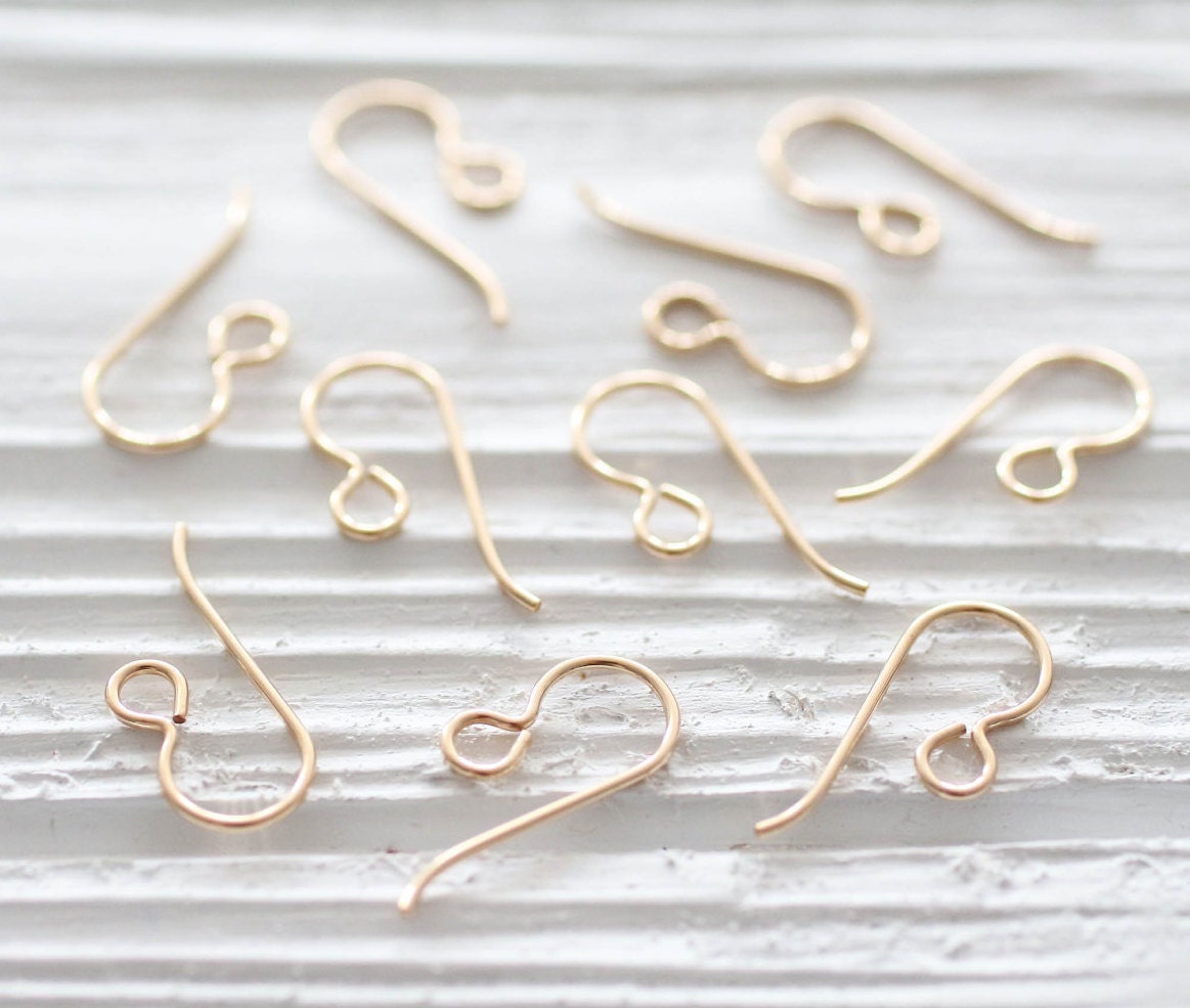 2pc 14k gold filled earring wires, large loop ear wires, 1 pair, gold ...