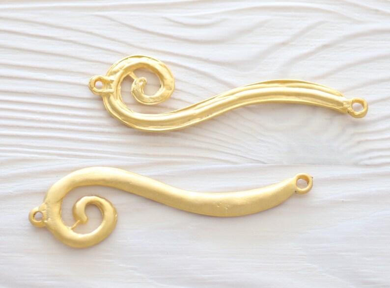 Large Gold Pendant Connector, Necklace Bar, Matte Gold, Spiral Pendant ...