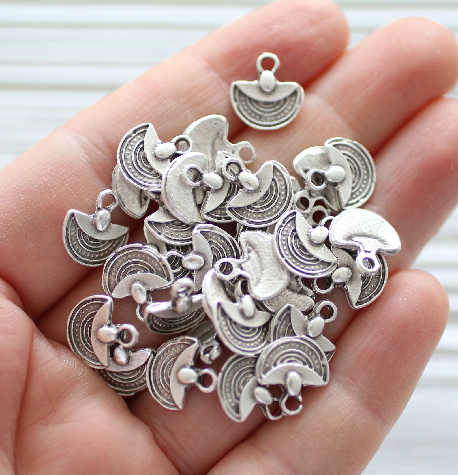 10pc Silver Charm Crescent Charms Tribal Charms Earring - Etsy