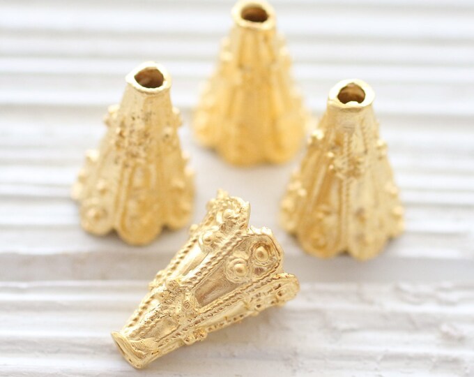 2pc Silver Large Tassel Caps, Bead Cones, Large Bead Caps, Large End ...