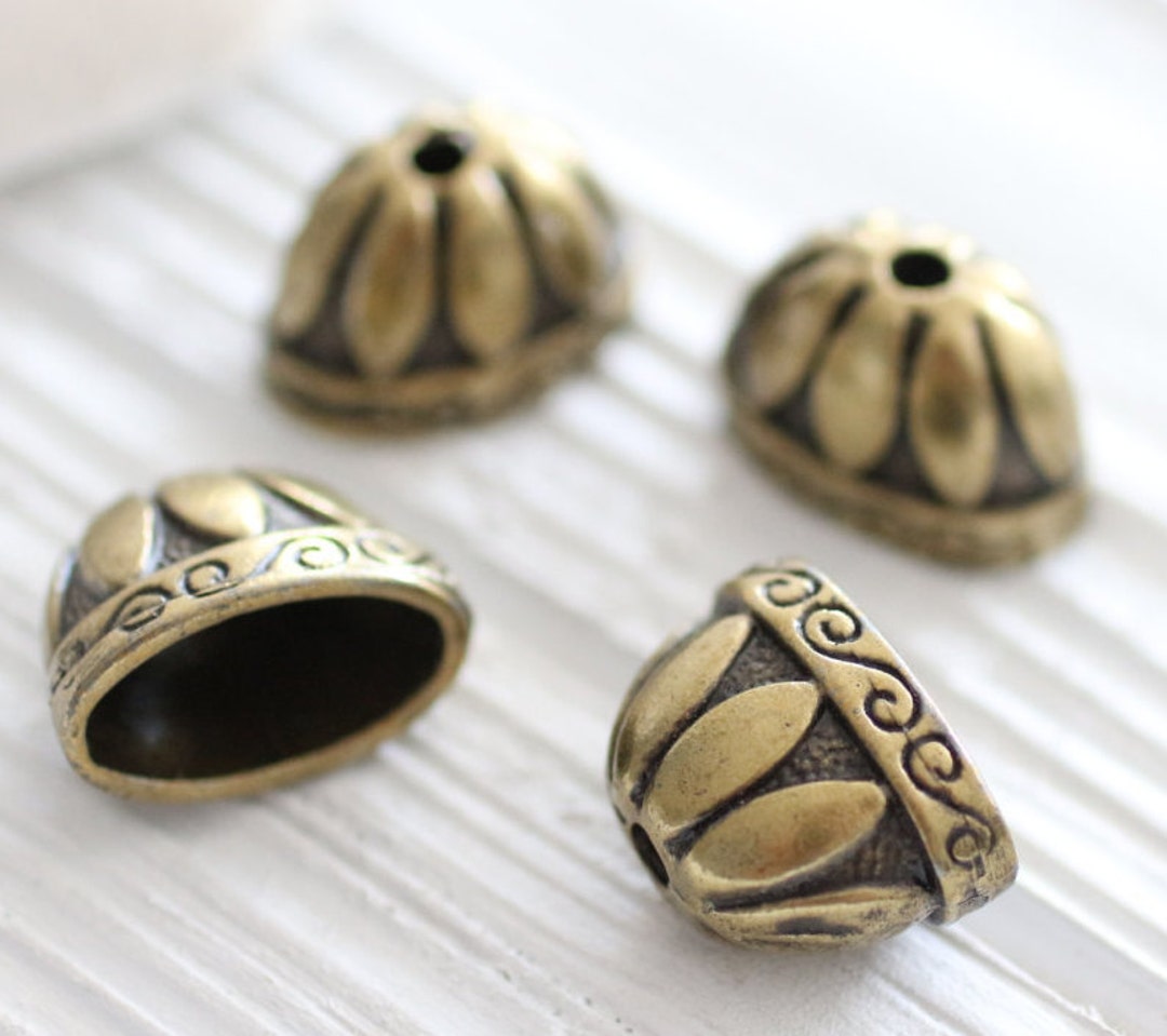 2pc Large Antique End Caps, Tassel Caps, Bead Cones, End Caps, Antique ...