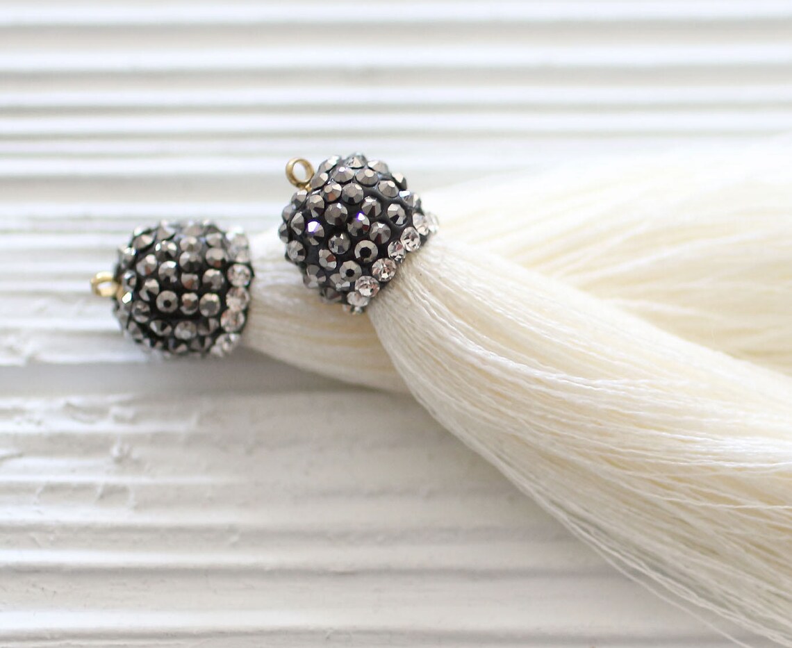 Ivory Tassel With Rhinestone Cap off White Ivory Silk - Etsy