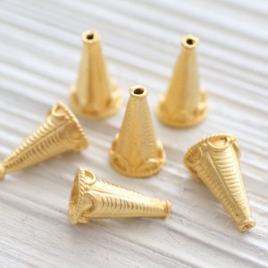 2pc Gold Bead Cones, Large Bead Caps, Tassel Caps, Large End Caps ...
