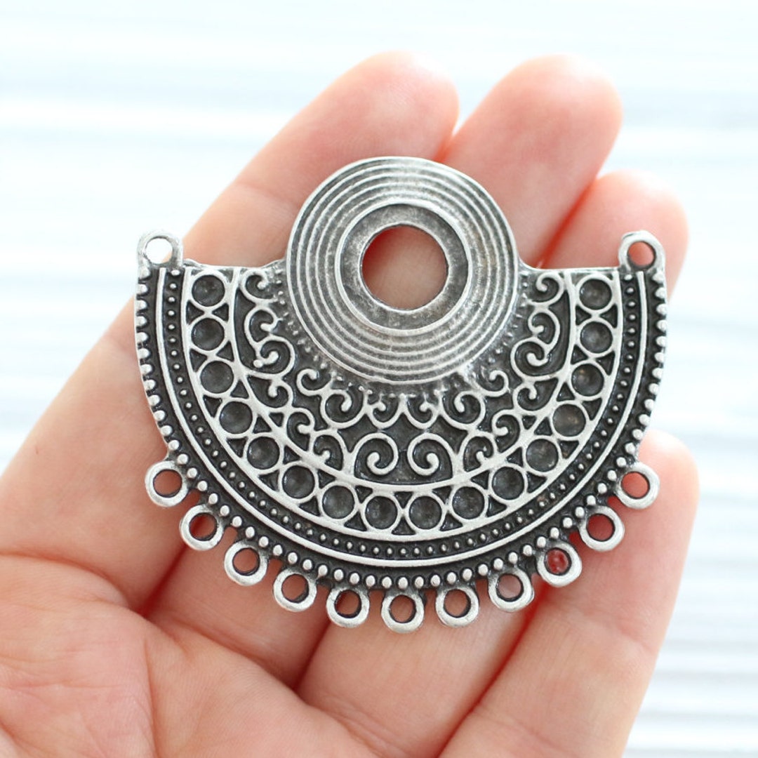 Large Multi Strand Pendant, Tribal Connector, Silver Connector, Large ...