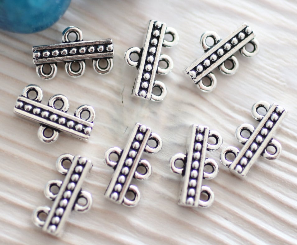 4pc antique silver jewelry connector, multi strand connector ...