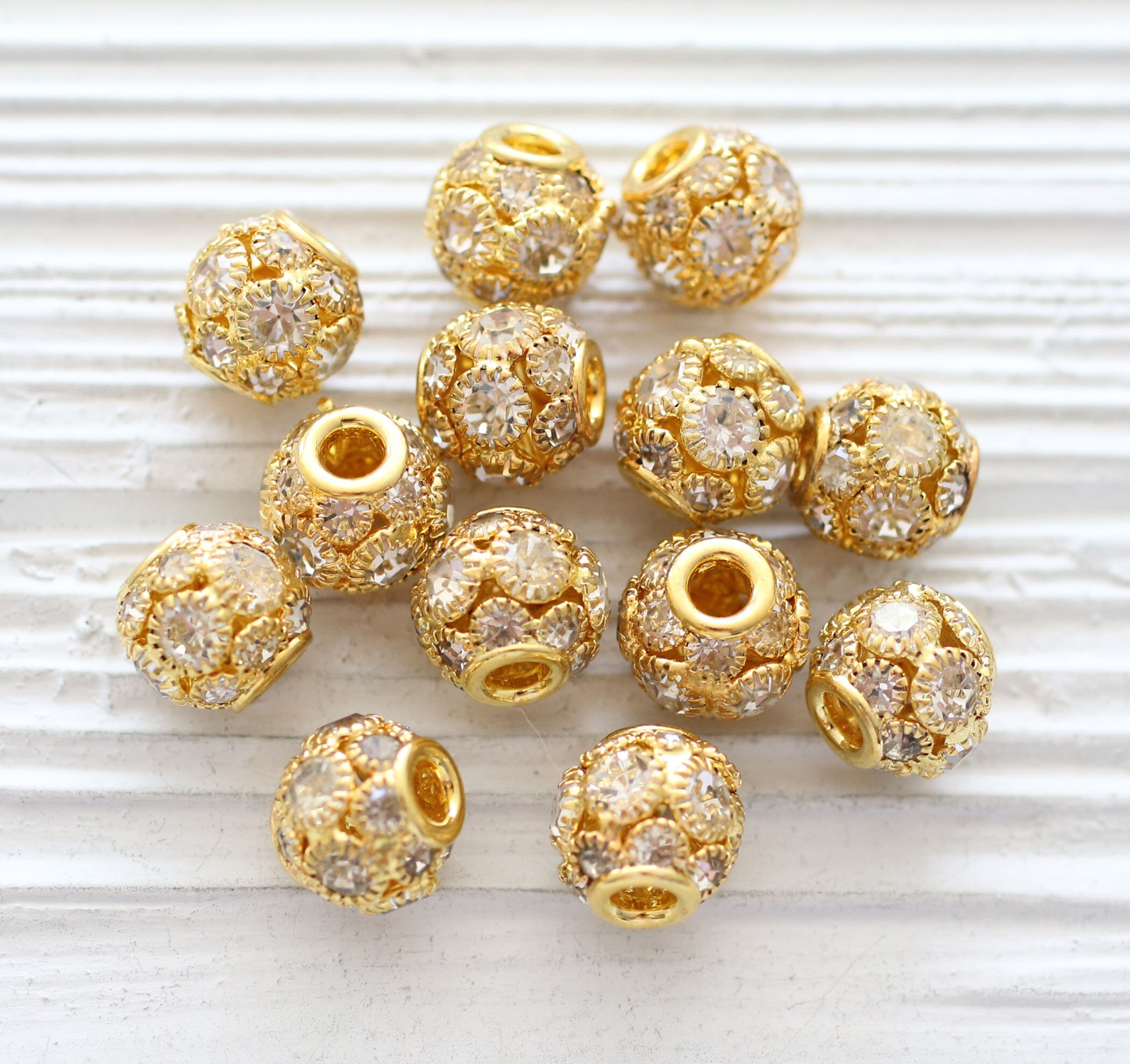 14mm pave bead, rhinestone ball bead, rhinestone rondelle, rhinestone ...