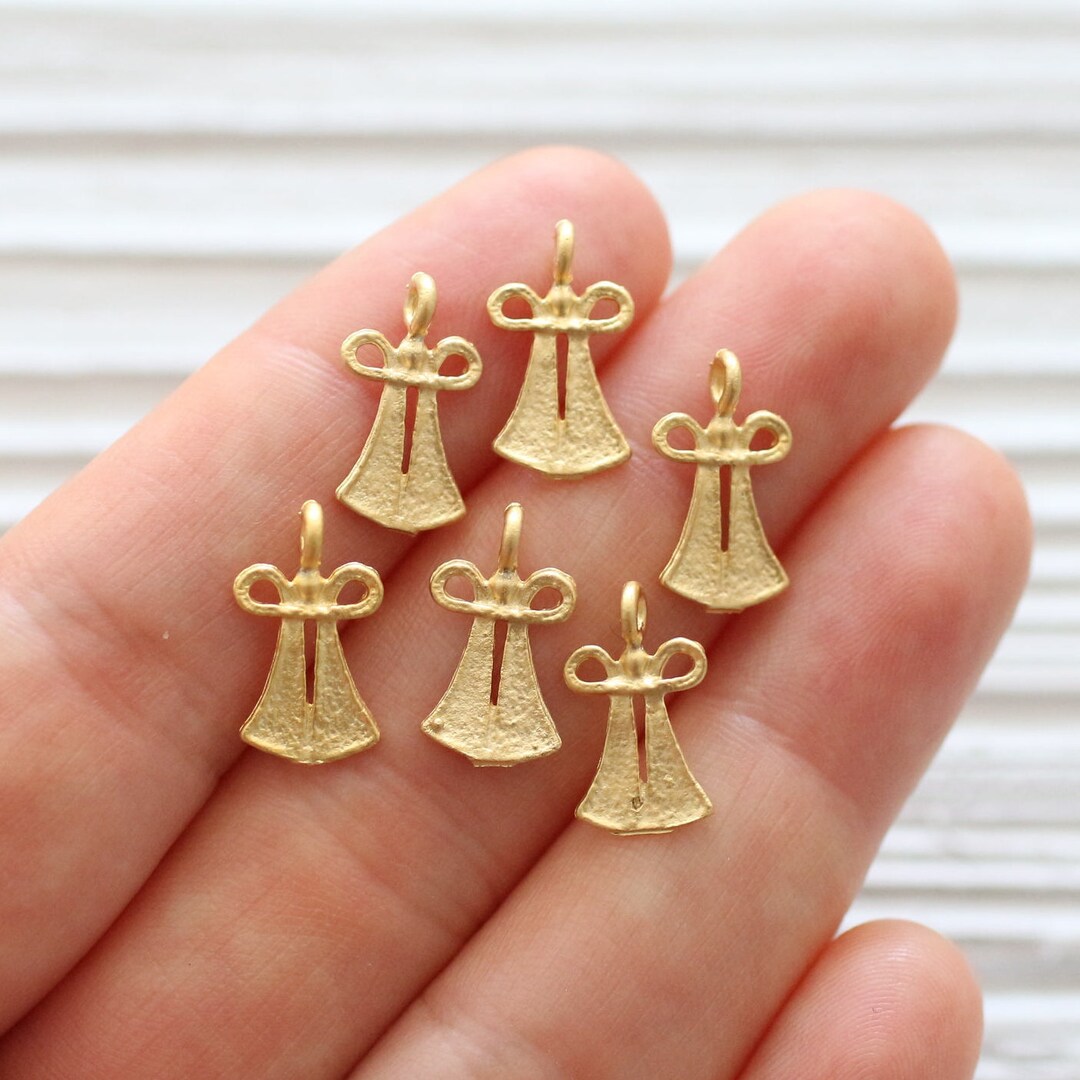 10pc Matte Gold Angel Charms, Gold Angel Beads, Earring Charms, Gold ...