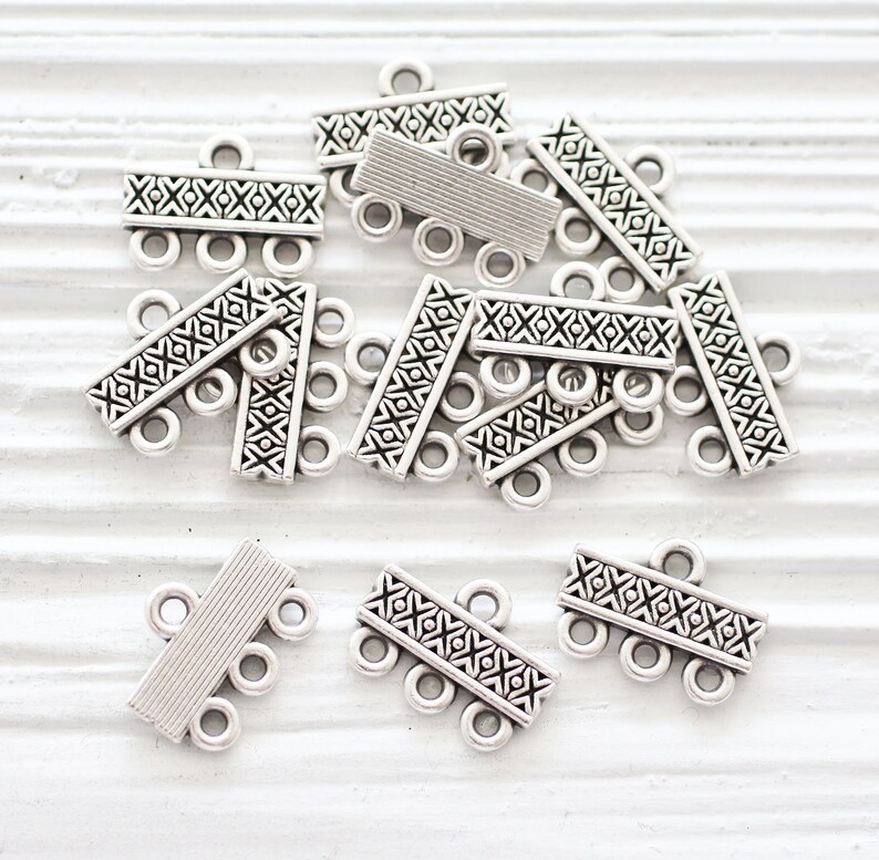 4pc Multi Strand Connector Bar, Silver Earrings Chandelier Charms ...