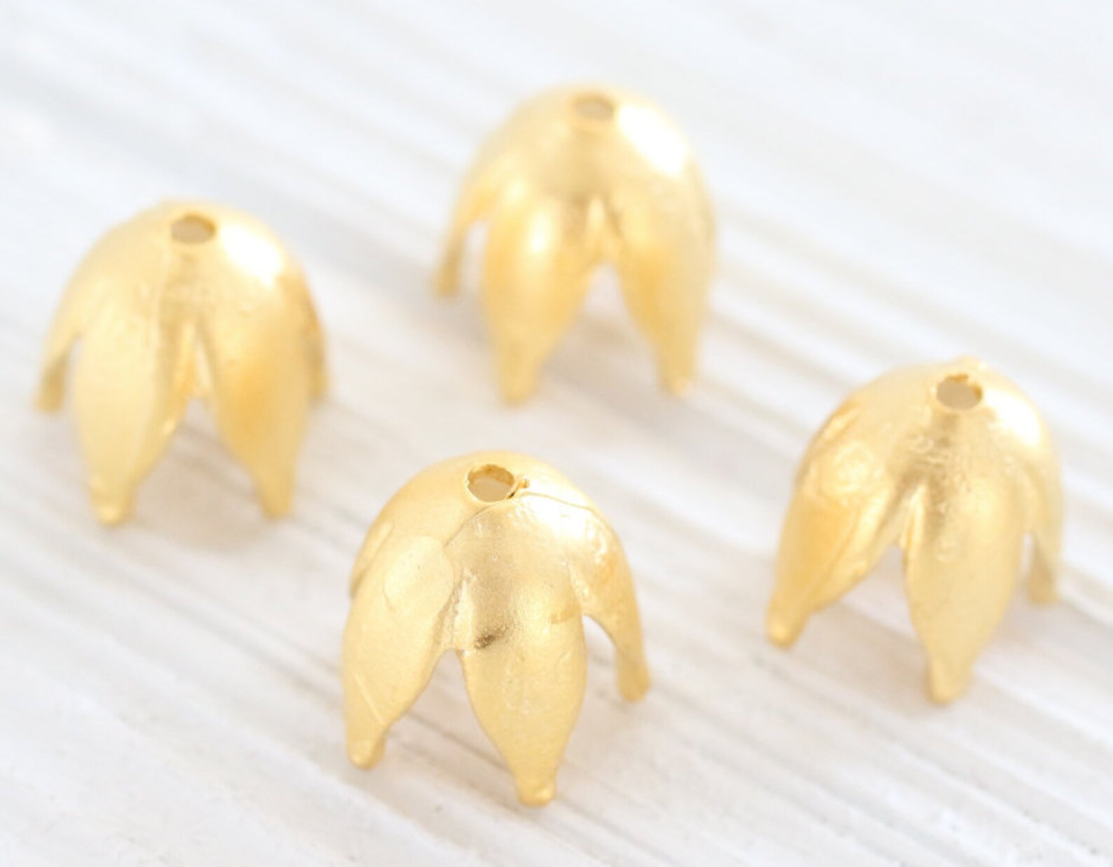 2pc Large Gold Bead Caps Tulip Flower Tassel Cap Matte | Etsy