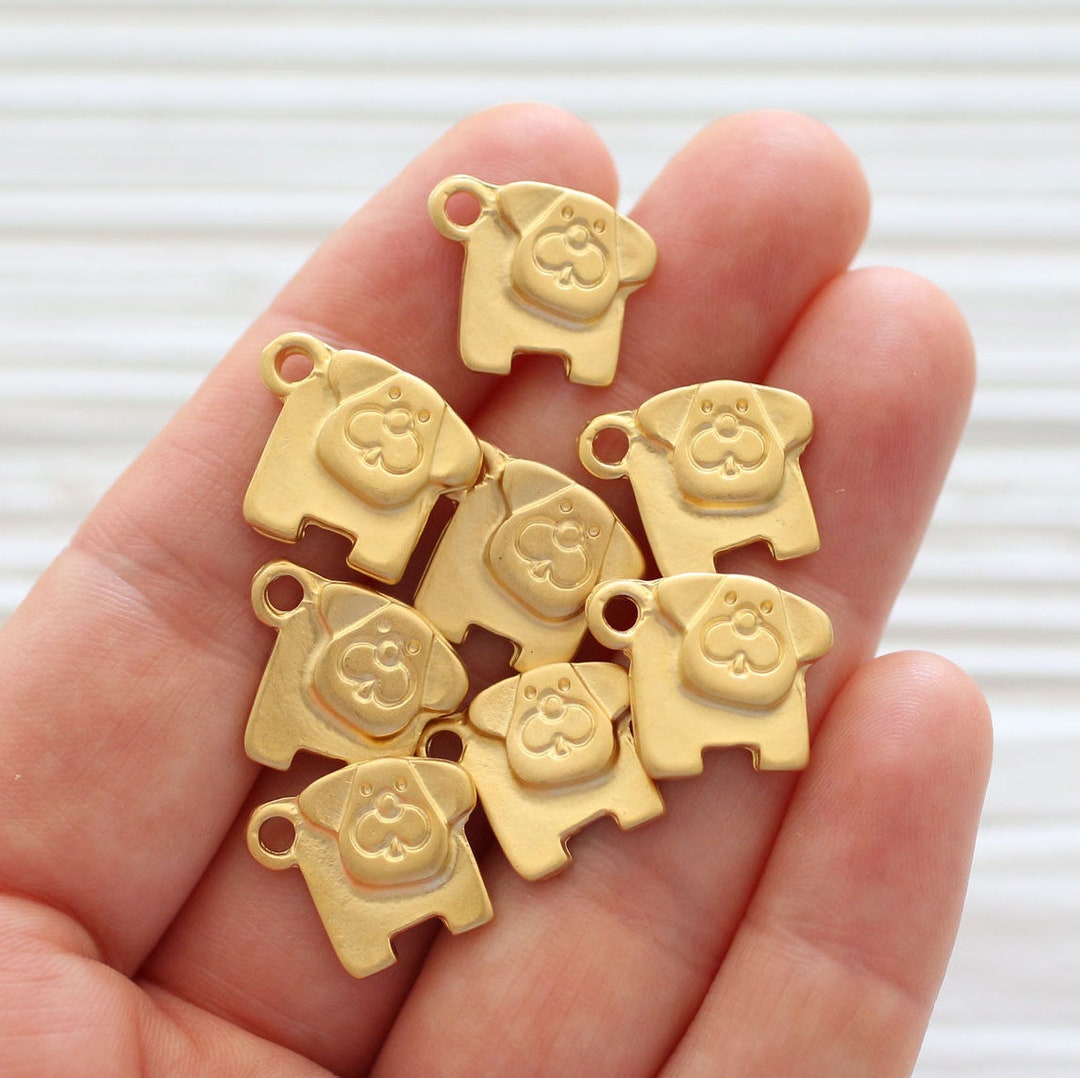 10pc Dog Charms, Animal Charms, Gold Dog Charms, Dangles Charms, Mini ...