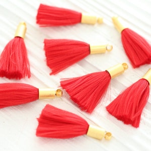 2pc Red Tassel With Gold Cap Mini Tassels Tassel Pendant - Etsy