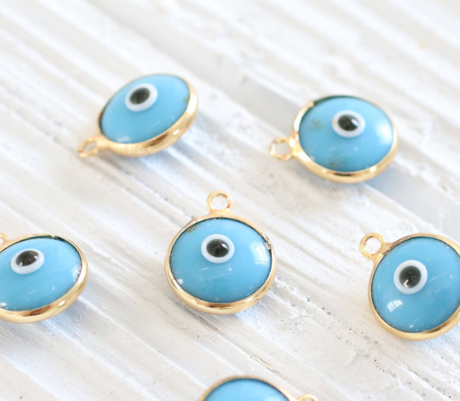 5pc blue evil eye charm good luck beads earrings bracelet | Etsy