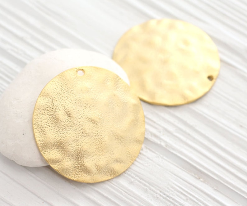 Hammered Gold Pendant Large Round Pendant Metal Necklace - Etsy