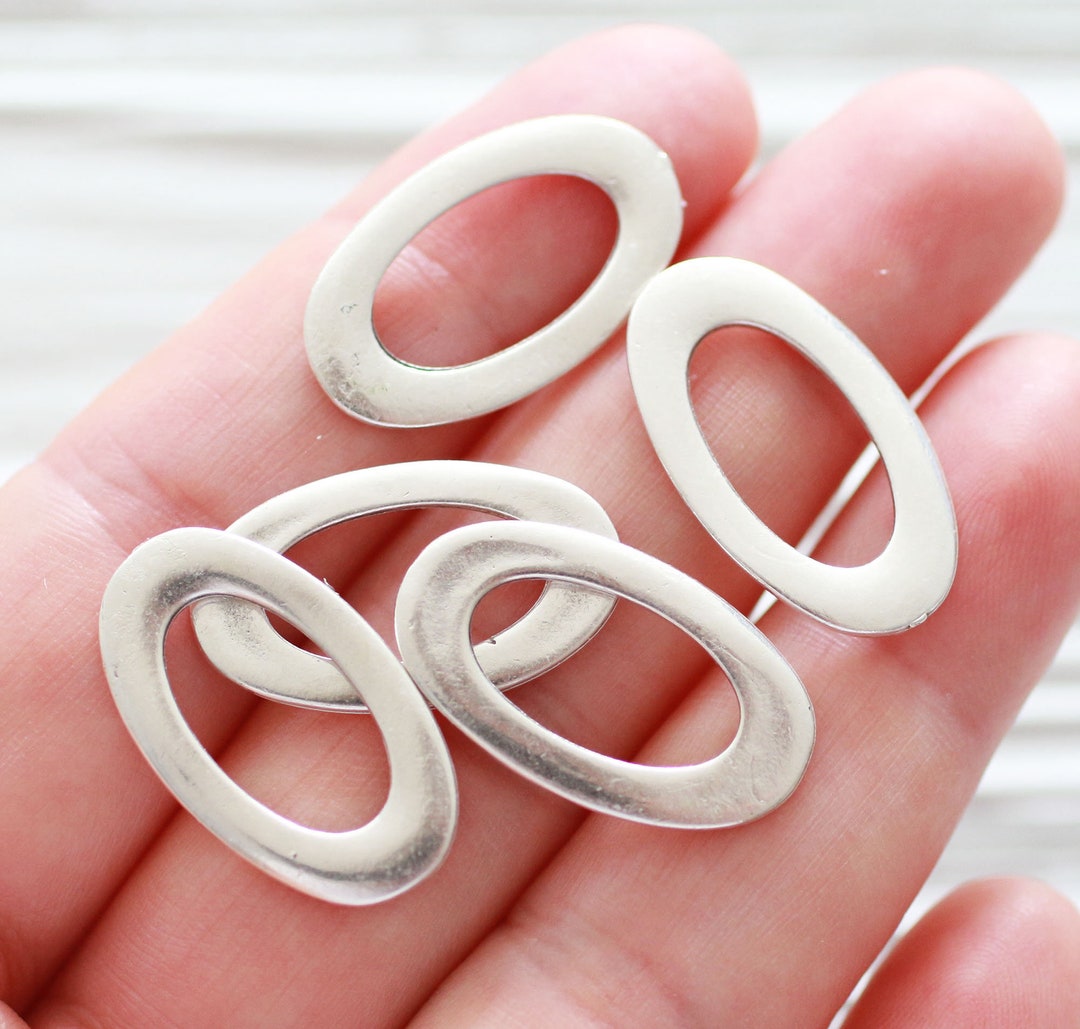 5pc Silver Connector, Oval Ring Connector, Silver Links for Bracelets ...