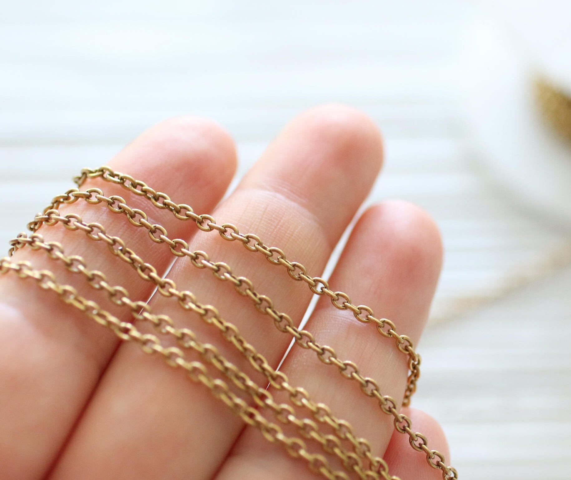 2x3mm brass antique gold cable chain, brass chain, antique chain, gold ...
