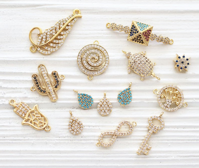 Rainbow Flower Charm, Gold Summer Charms, Necklace, Bracelet, Earrings ...
