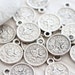10pc Silver Coins, Earring Charms, Metal Round Beads, Rustic, Coin ...