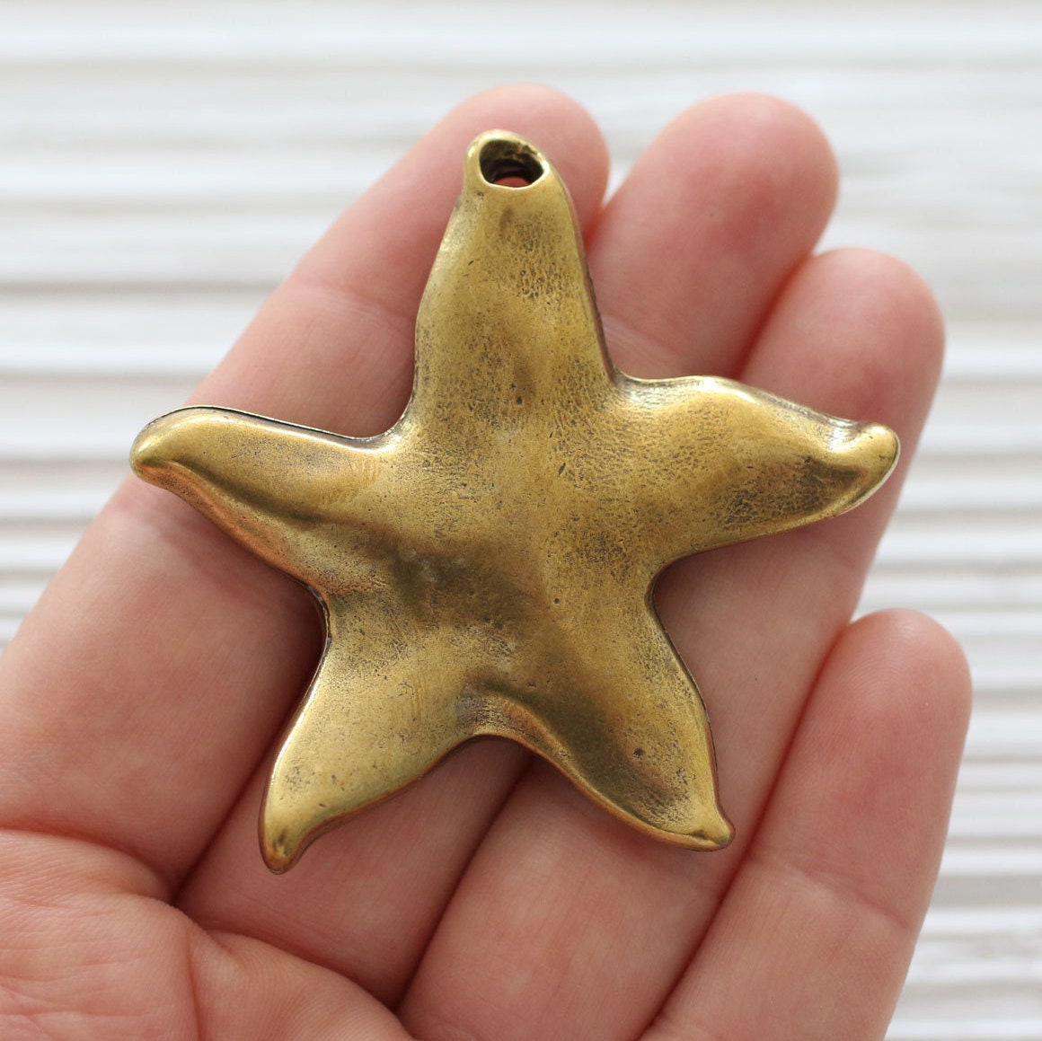 Star pendant, antique gold star, large starfish pendant, large star ...